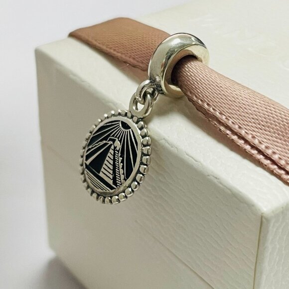 Pandora | Jewelry | Pandora Engraving Pyramid Black And Silver Pendant ...